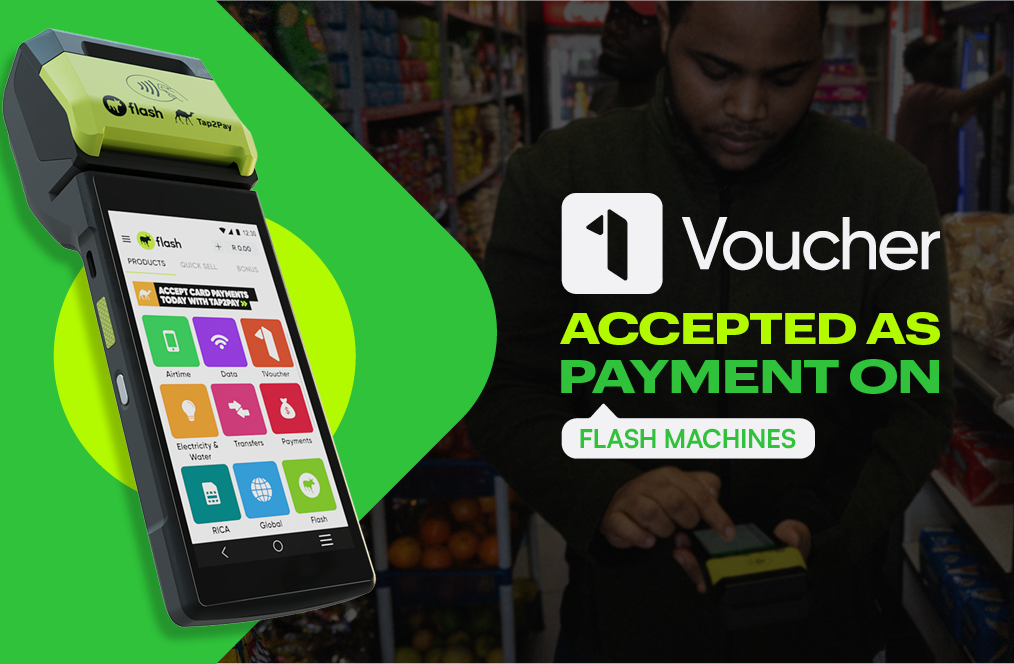 Flash Device: Touchgo2 showcasing many digital products such as 1Voucher.